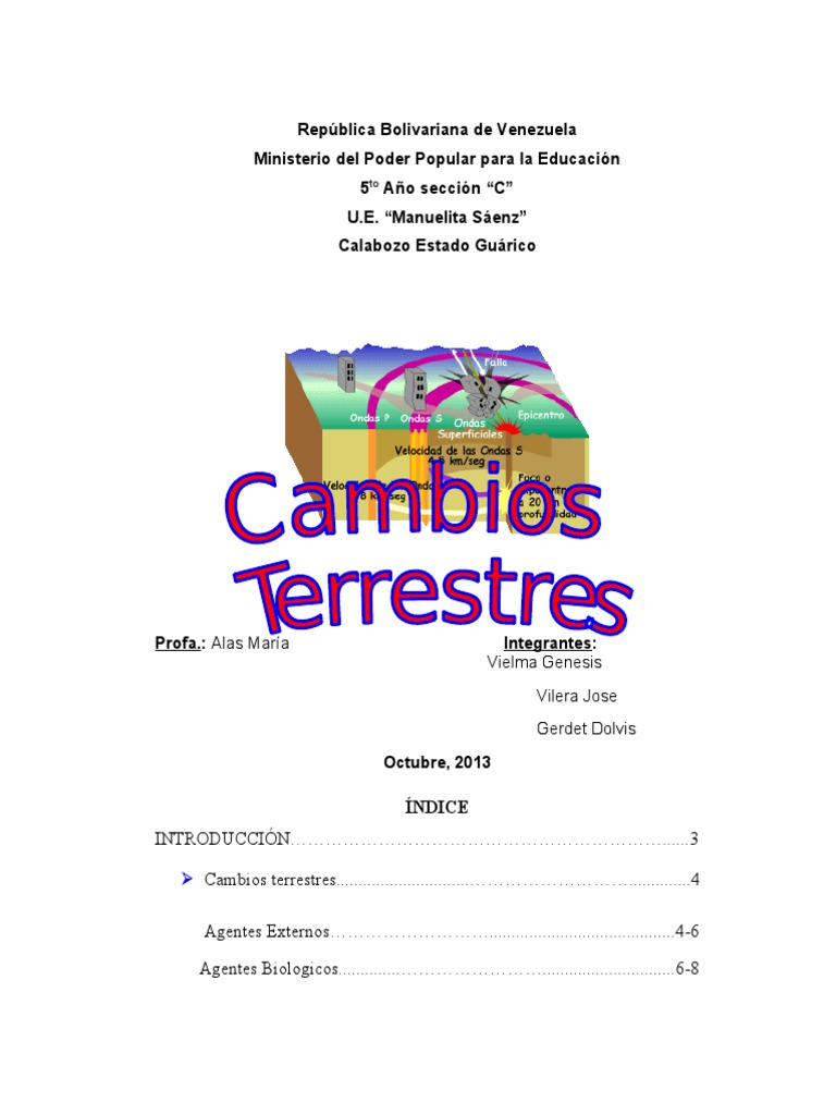 Cambios Terrestres y sus Agentes | PDF | Tierra | Temblores