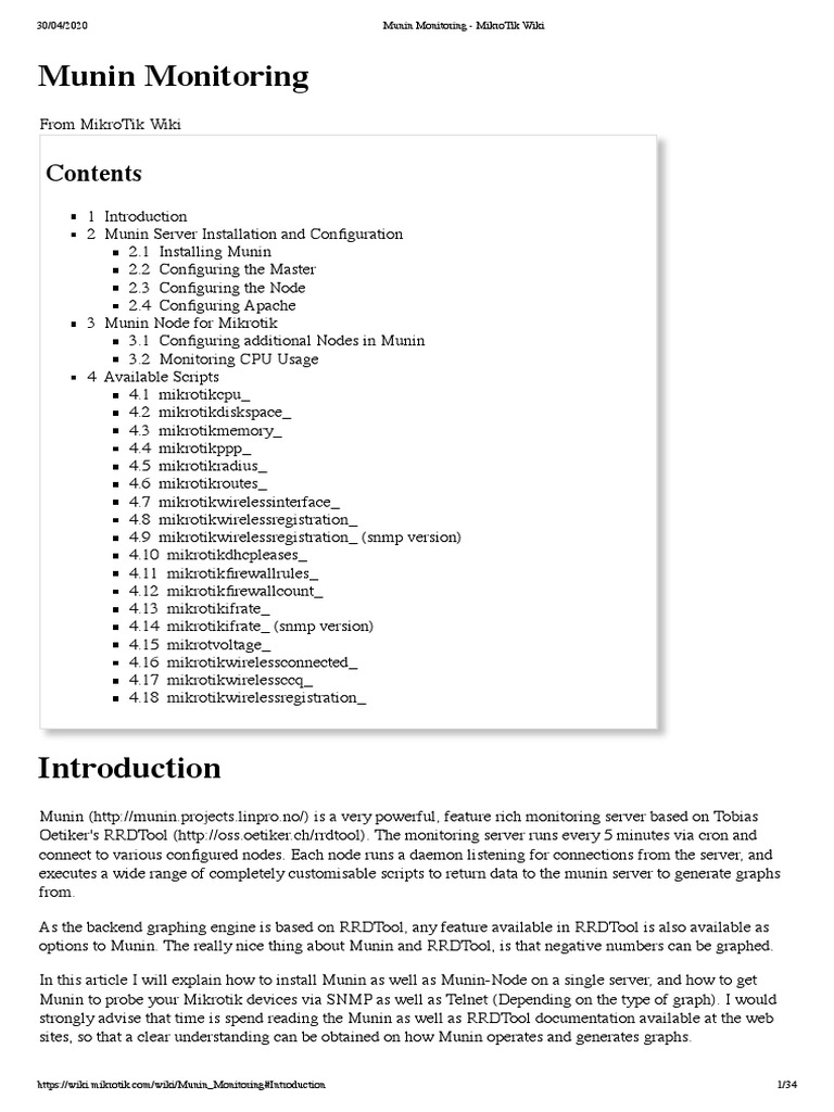 Munin Monitoring - MikroTik Wiki | Download Free PDF | World Wide Web ...