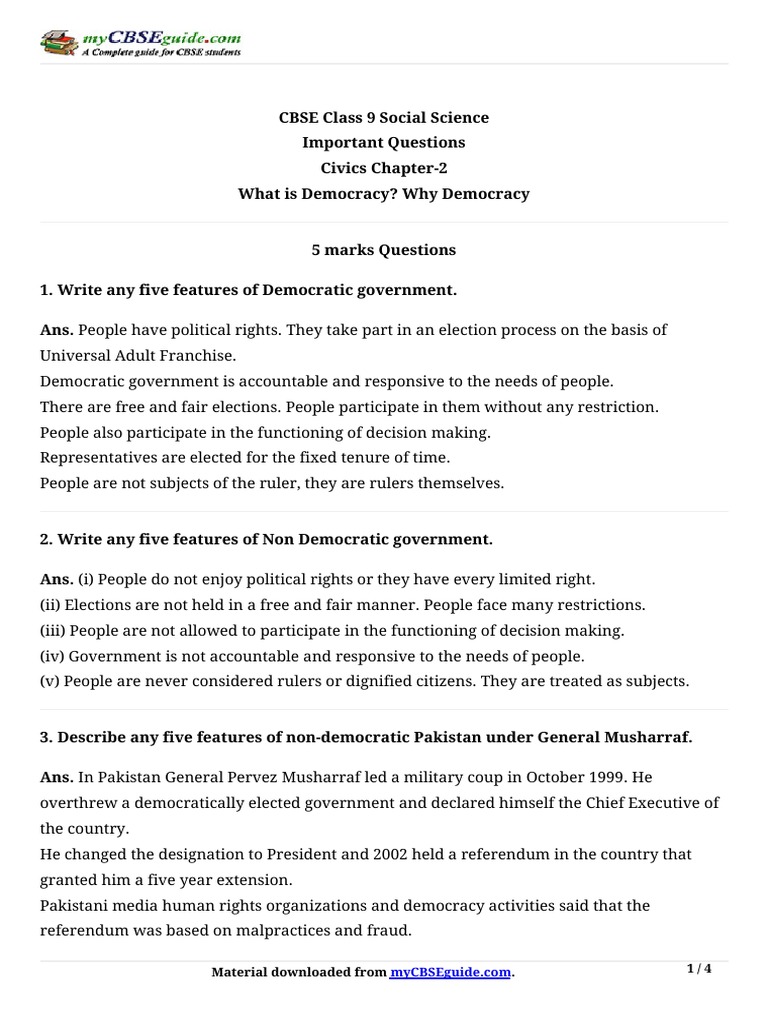 Democratic Rights Class 9