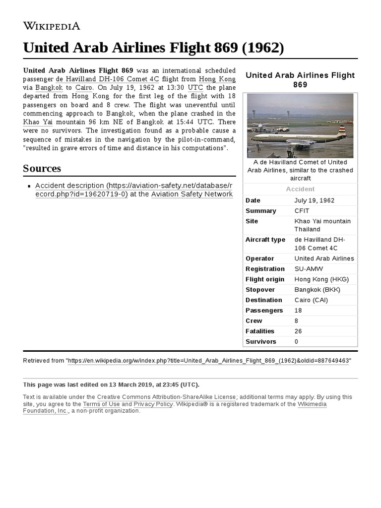 United Arab Airlines Flight 869 (1962) : Sources | PDF | Commercial ...