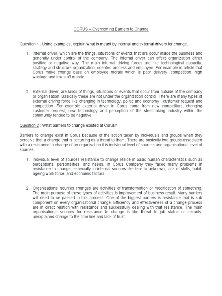 Using Examples, Explain What Is Meant by Internal and External Drivers ...