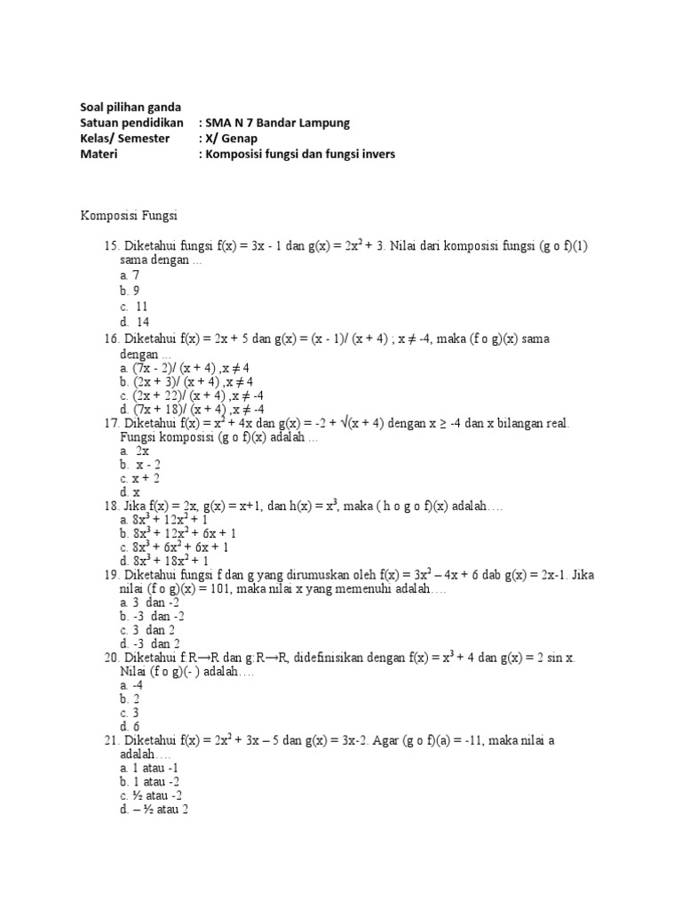 Soal-Jawab Komposisi Fungsi Dan Fungsi I | PDF