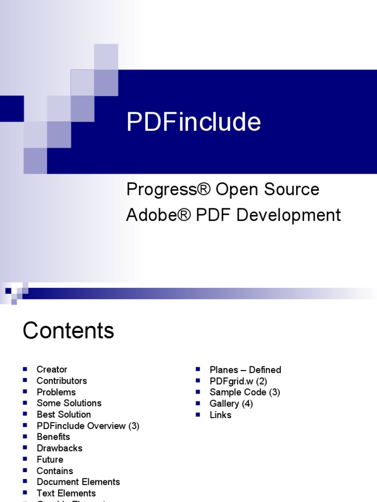 Pdfinclude: Progress® Open Source Adobe® PDF Development | Download Free PDF | Typefaces | Page ...