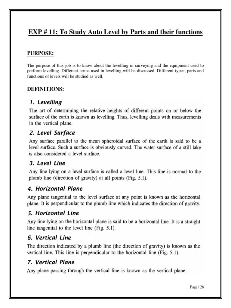Auto Level Parts and Functions Overview | PDF