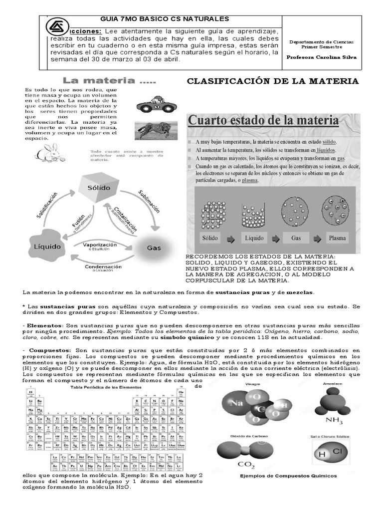 Clasificación y Estados de la Materia | PDF | Mezcla | Elementos químicos