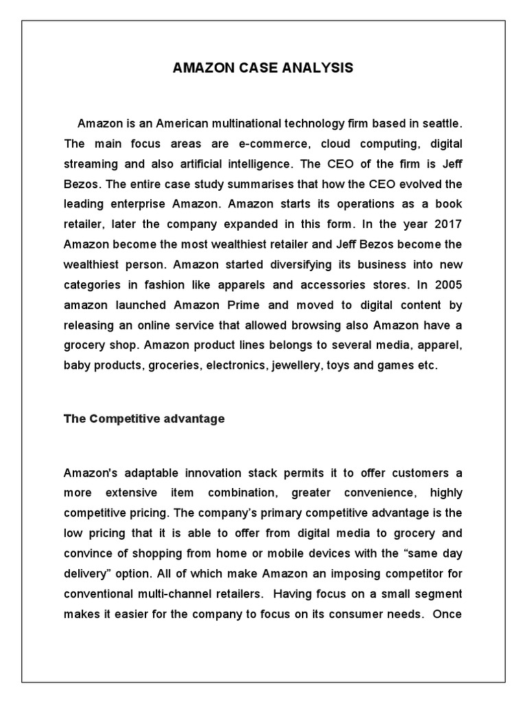 Amazon Case Analysis | PDF | Alibaba Group | Retail