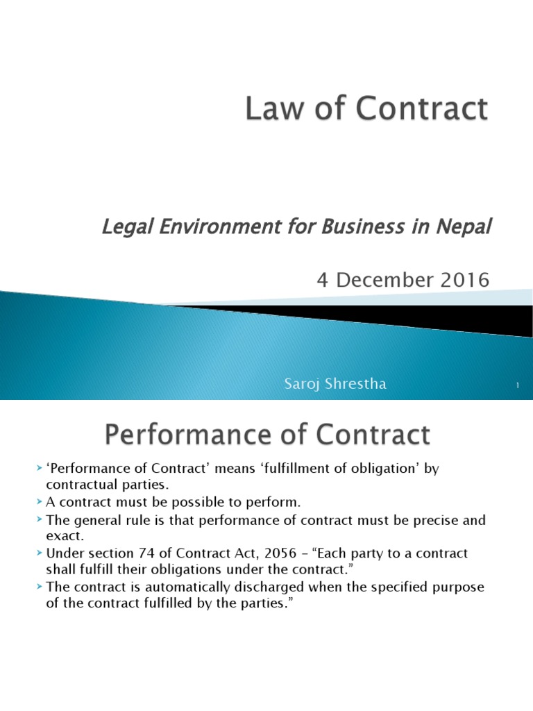Contract Performance of Contract | PDF | Assignment (Law) | Law Of ...