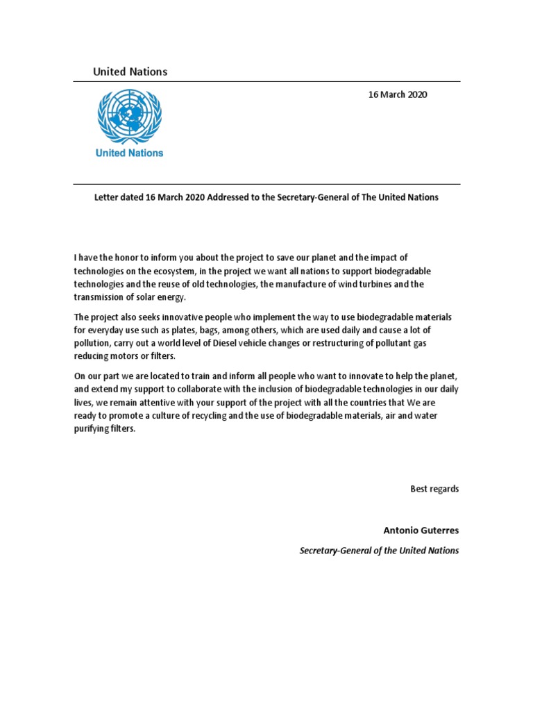 Letter of The United Nation | PDF | Politics | Science & Mathematics