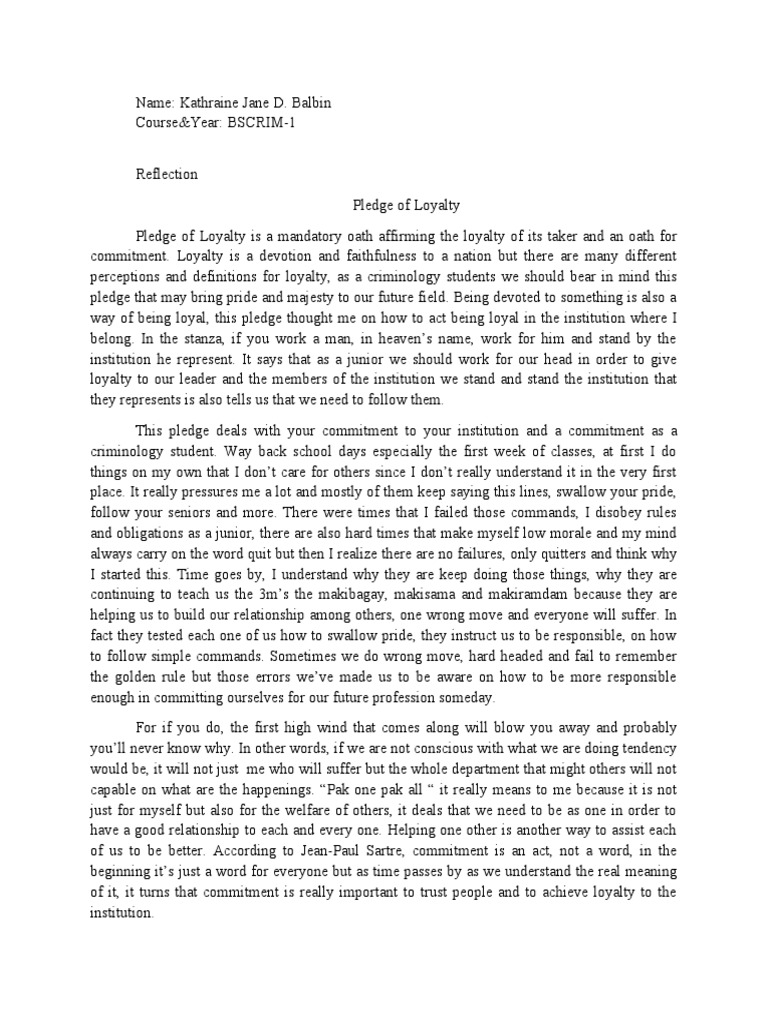 Understanding the Pledge of Loyalty | PDF | Loyalty | Psychological ...