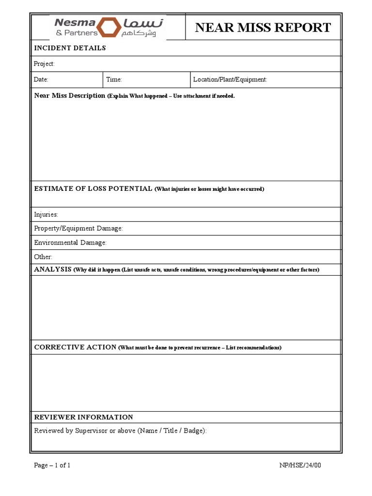 Near Miss Report | PDF