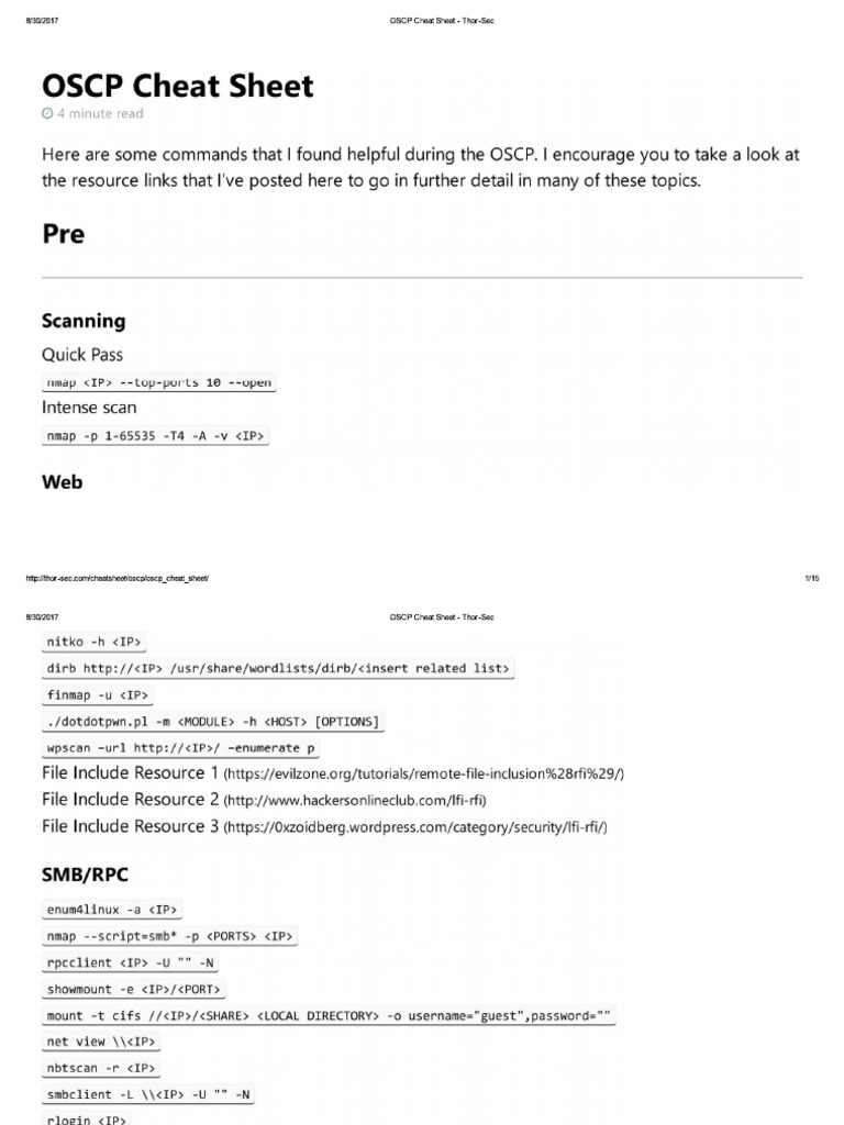 OSCP Cheat Sheet - Thor-Sec | PDF