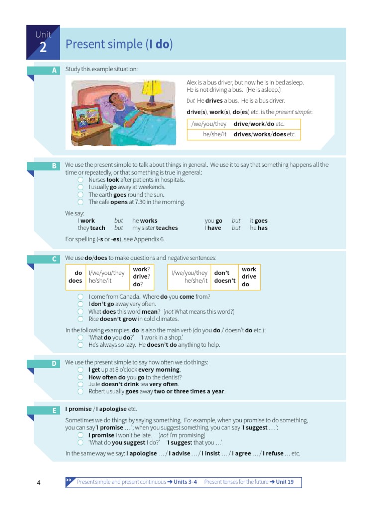 Present Simple (I Do) : Drive(s), Work(s), Do (Es) Etc. Is The Present ...