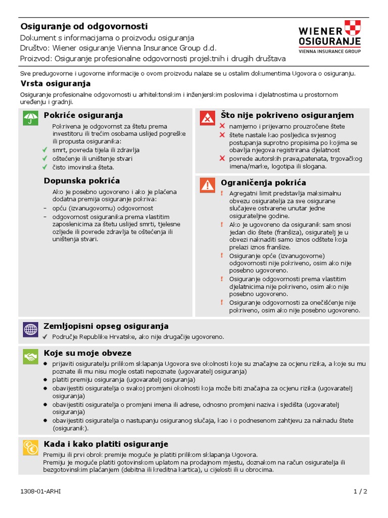 Osiguranje Profesionalne Odgovornosti Projektnih I Drugih Drustava | PDF