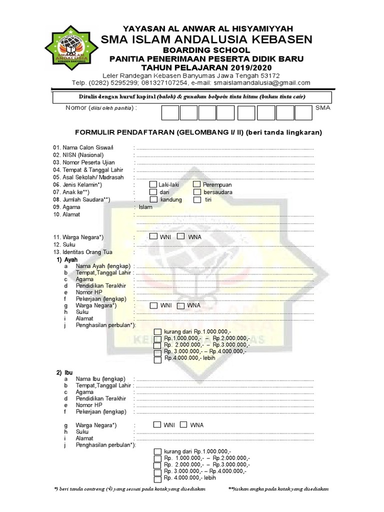 Formulir PPDB | PDF | Karier & Perkembangan | Pengelolaan Keuangan & Uang