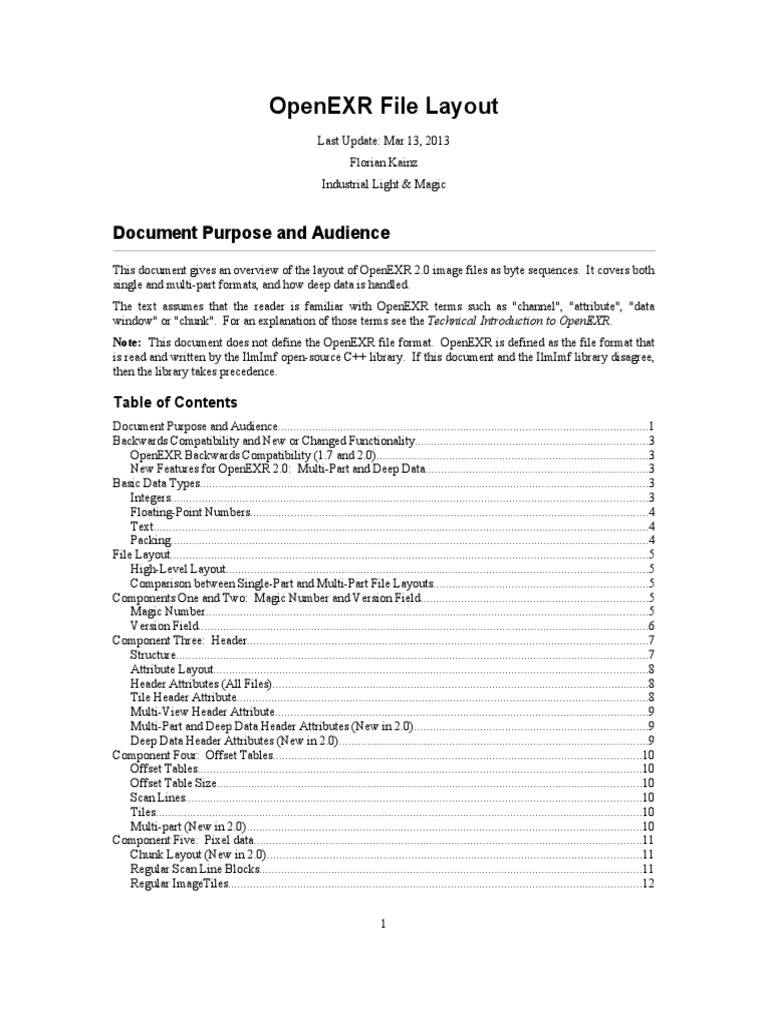 Openexr File Layout: Document Purpose and Audience | Download Free PDF | File Format | Integer ...