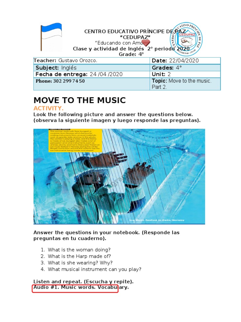 4th Grade English Music Lesson | PDF