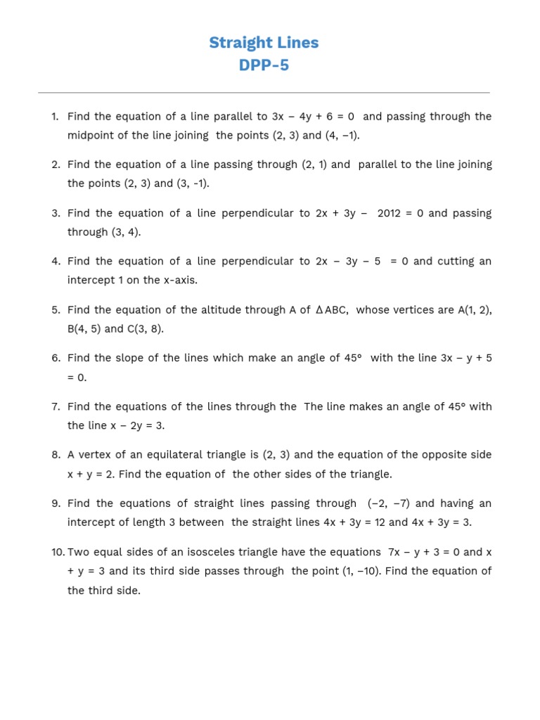 DPP-5 StraightLines | PDF