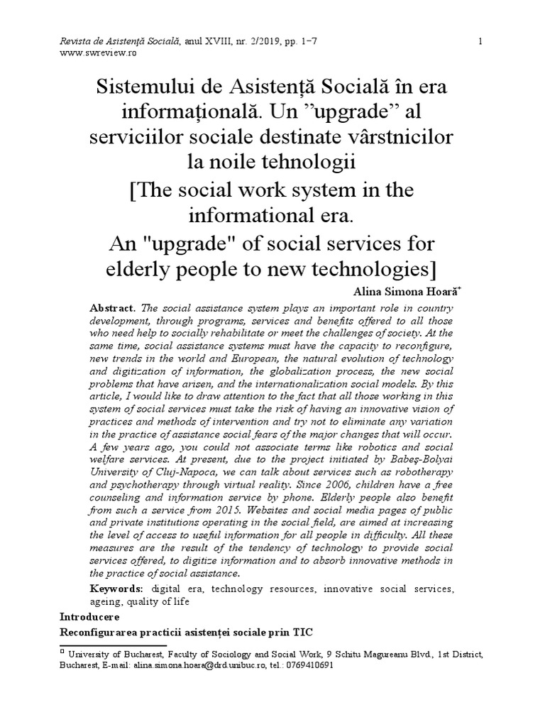 Serviciile de Asistenta Sociala in Era Digitala | PDF | Psychotherapy ...