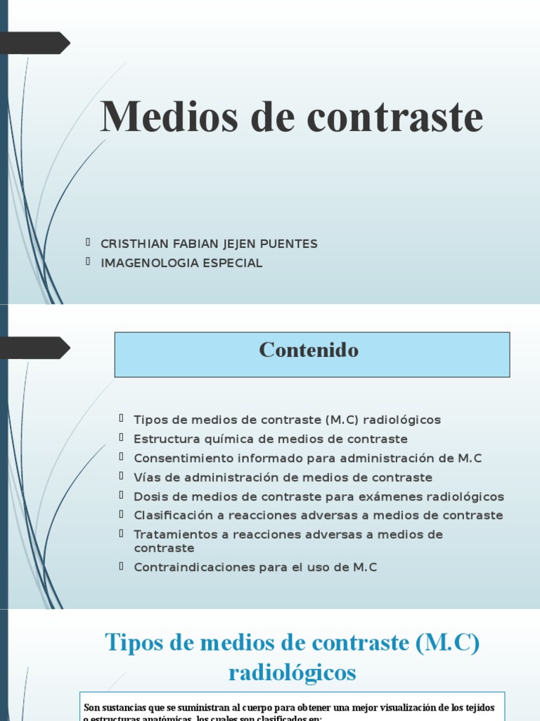 Actividad - 3 - Medios de Contraste | PDF | Radiología | Terapia ...