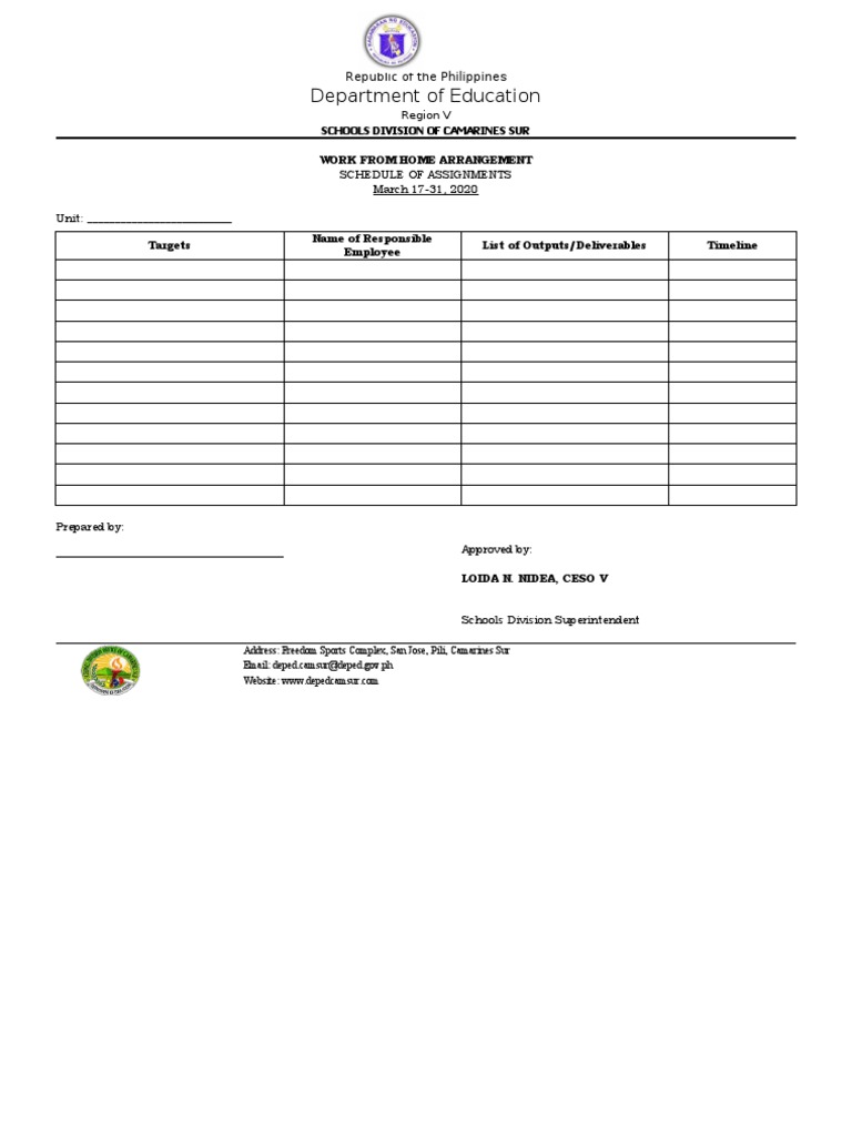 Department of Education: Work From Home Arrangement | PDF