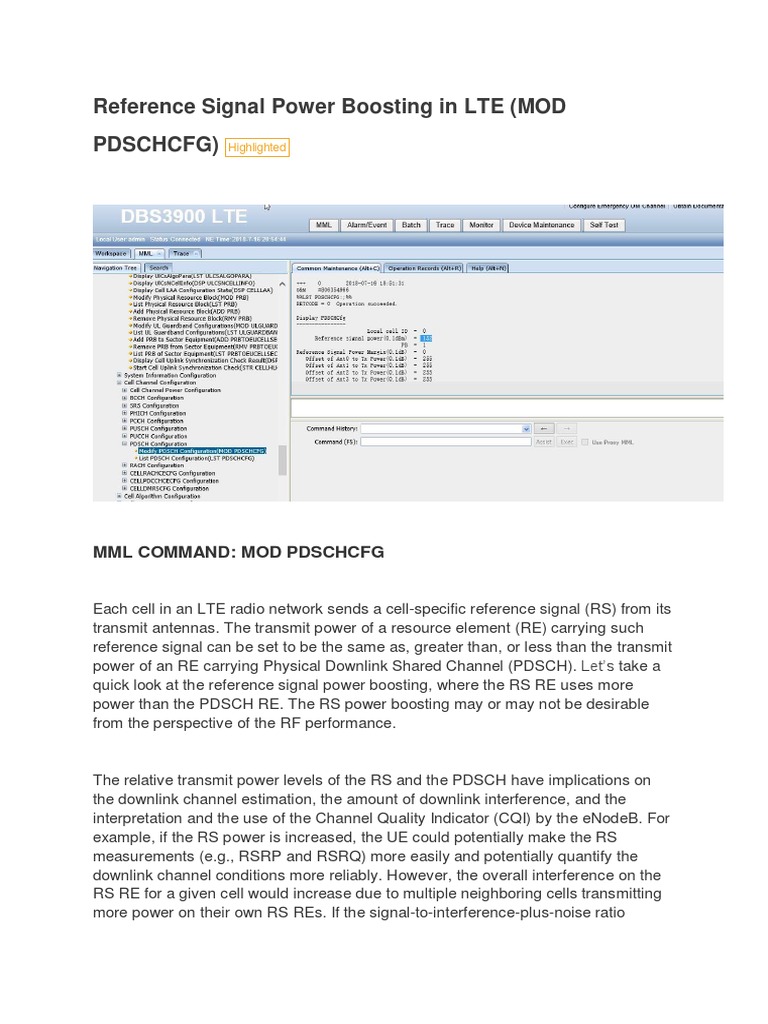 Reference Signal Power Boosting in LTE (MOD PDSCHCFG) | PDF ...