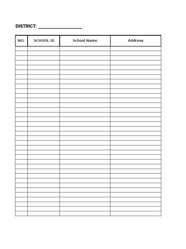 DISTRICT: - : NO. School Id School Name Address | PDF