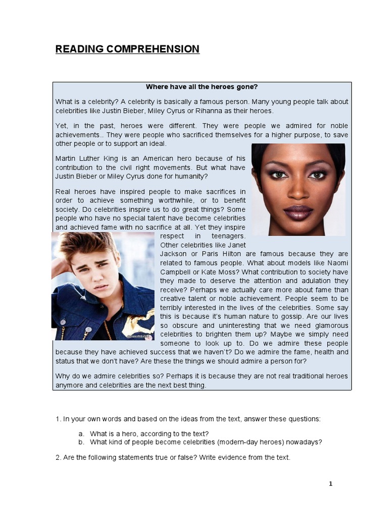 Reading Comprehension: Where Have All The Heroes Gone? | PDF ...