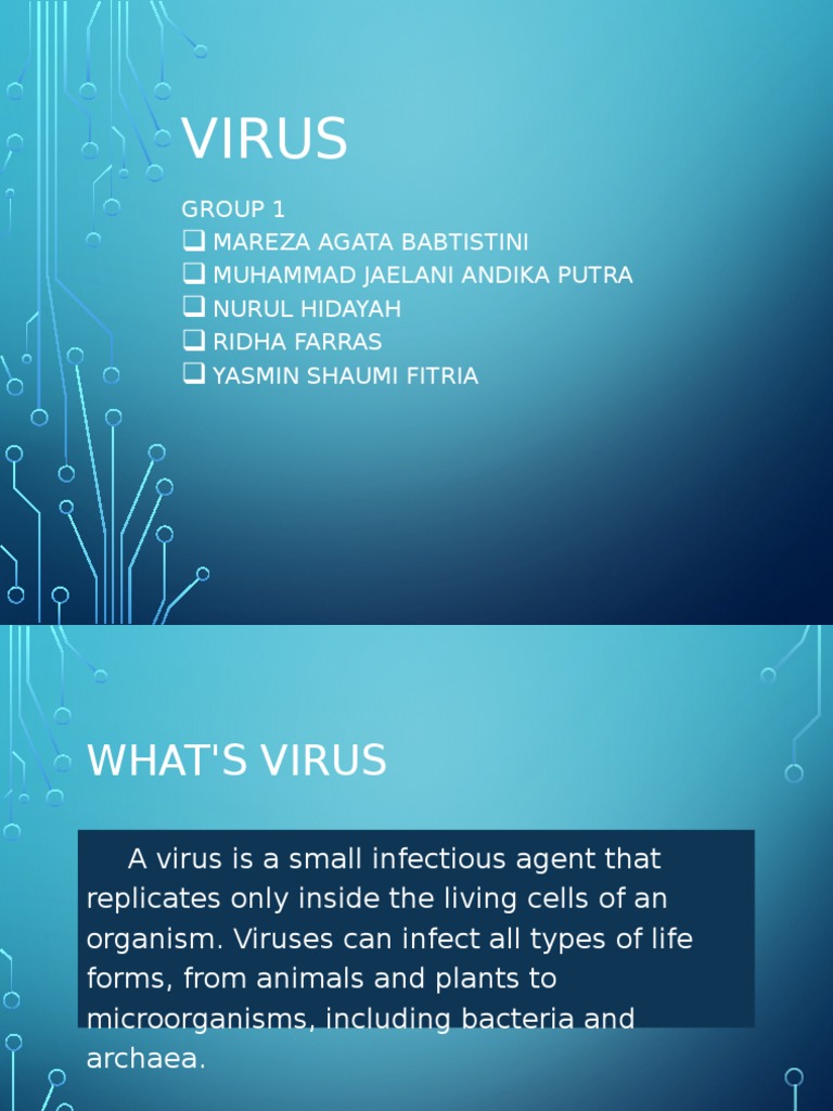 Virus: Group 1 Mareza Agata Babtistini Muhammad Jaelani Andika Putra ...