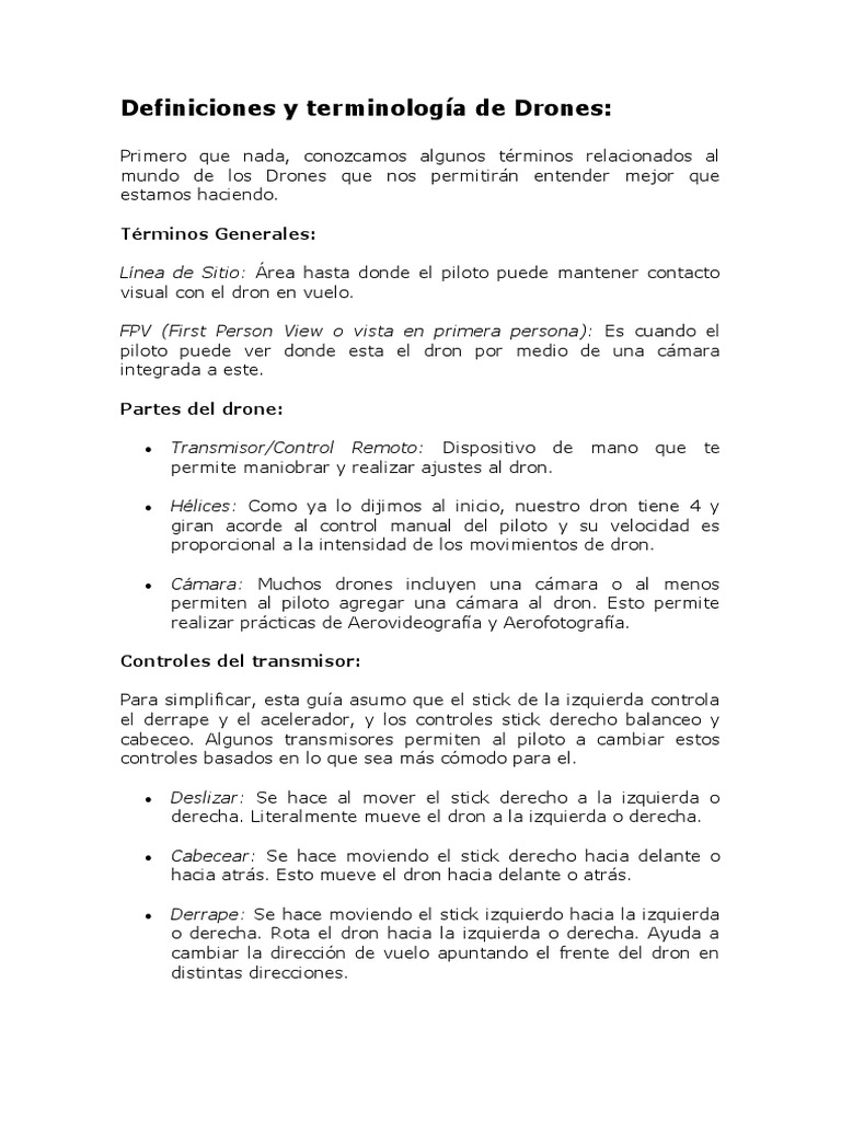 Definición y Terminología de Drones | PDF | Vehículo aéreo no tripulado ...