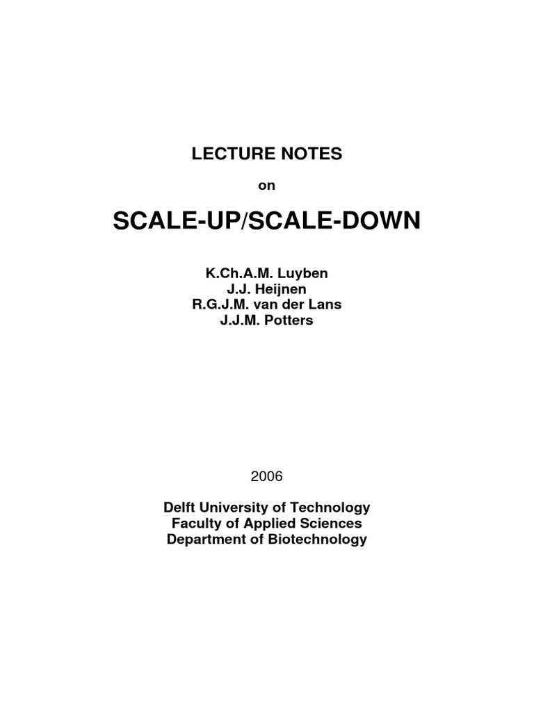 Scale-Up/Scale-Down: Lecture Notes | PDF | Physical Quantities ...