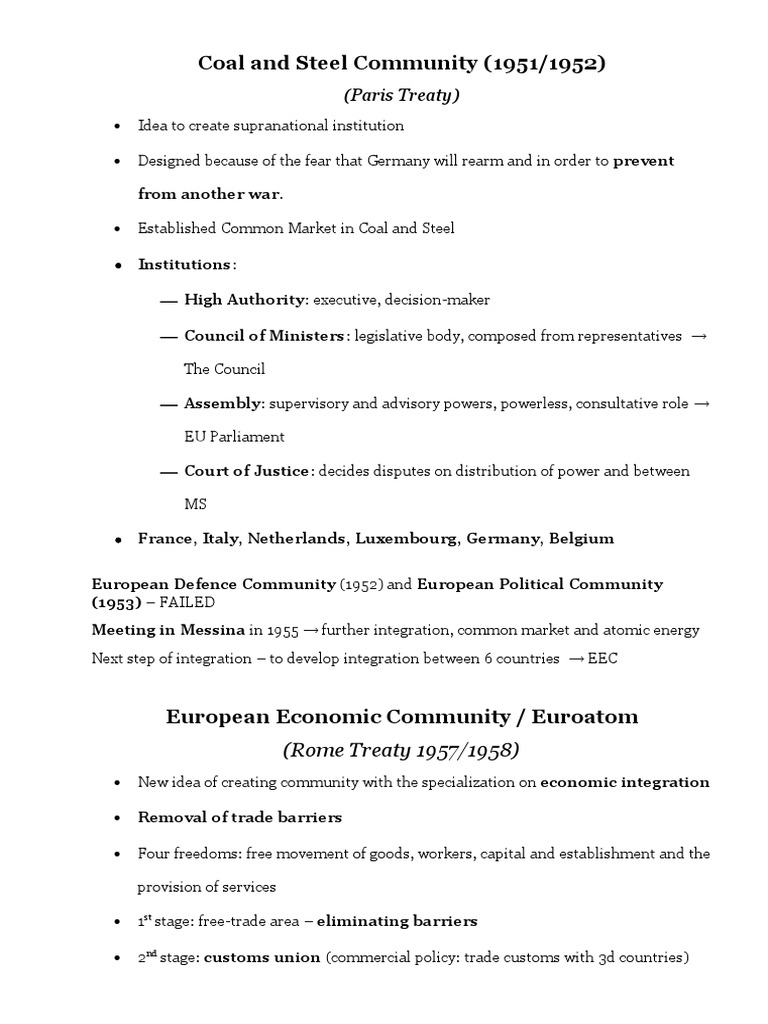 Coal and Steel Community (1951/1952) : (Paris Treaty) | PDF | European ...