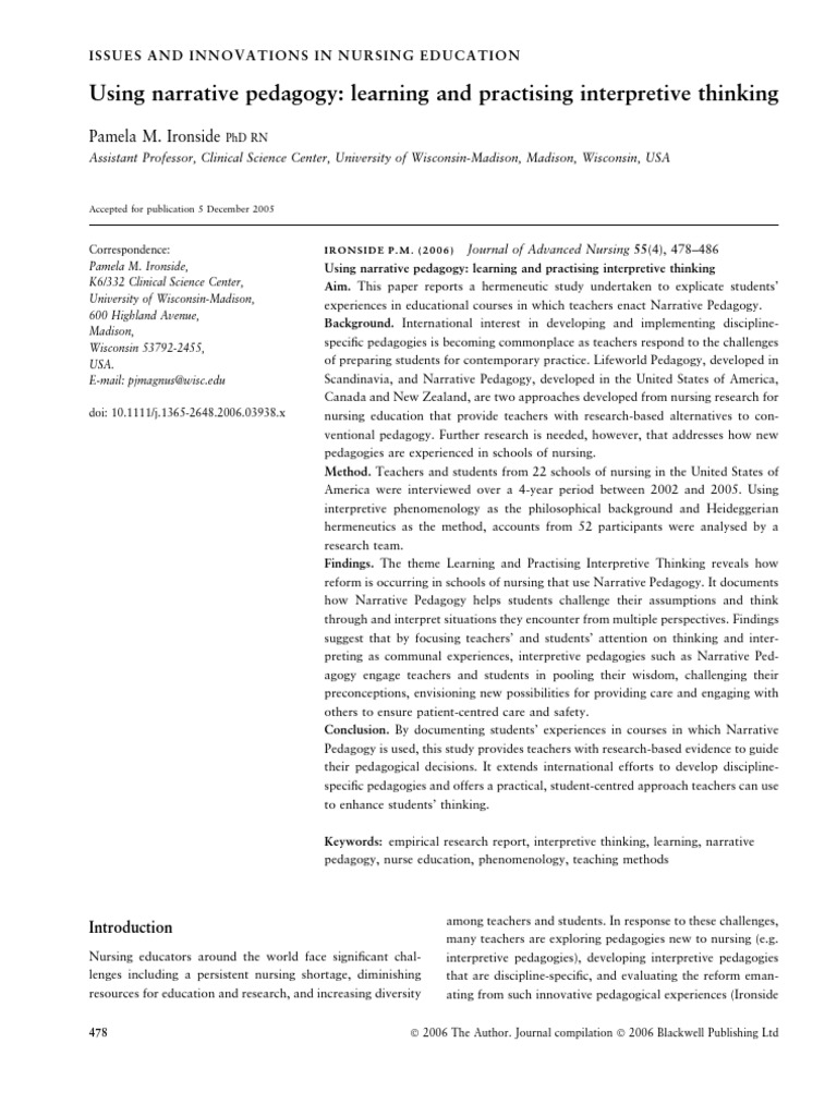 Education and Narrative Methods | PDF | Pedagogy | Teachers