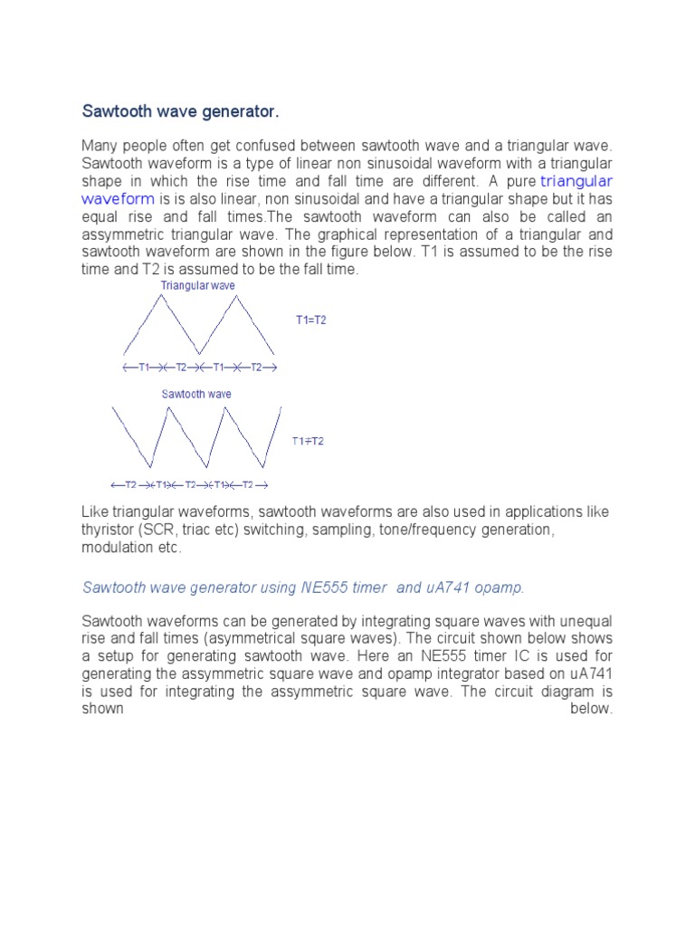 Sawtooth Wave Generator | PDF | Electrical Components | Electronic ...