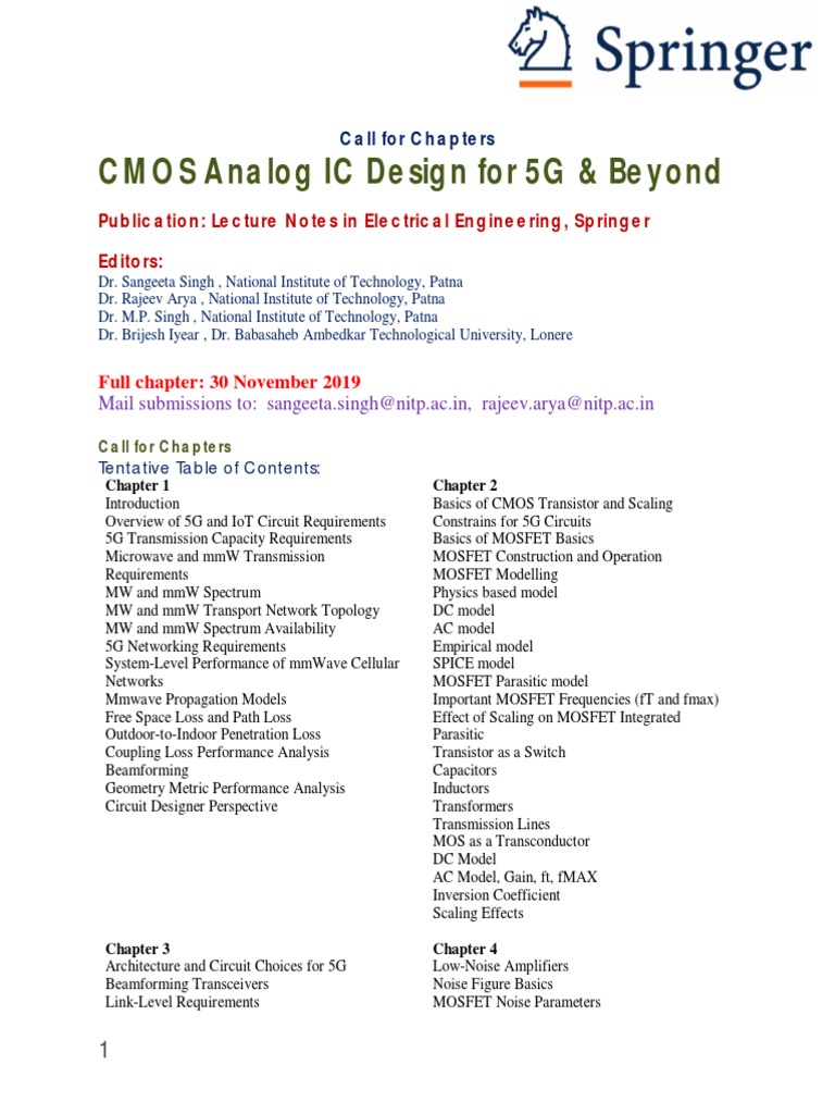CMOS Analog IC Design For 5G PDF | PDF | Mosfet | Electrical Network CMOS Analog IC Design For 5G PDF | PDF | Mosfet | Electrical Network