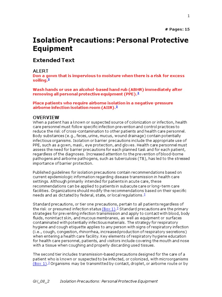 Isolation Precautions - Personal Protective Equipment | PDF ...