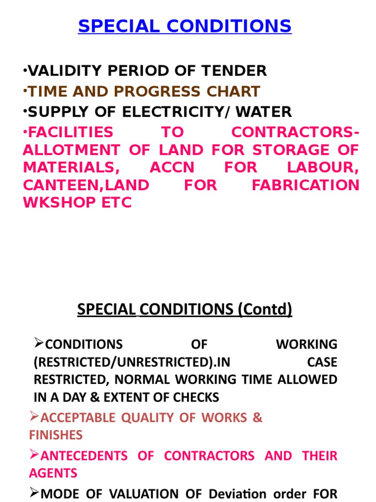 General and Special Condition of Contracts | PDF