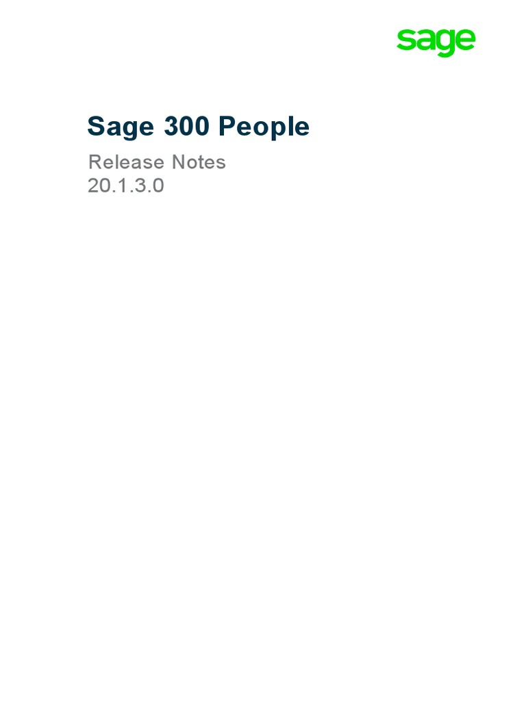 Sage 300 People Release Notes 20.1.3.0 | PDF | Payroll | Wage