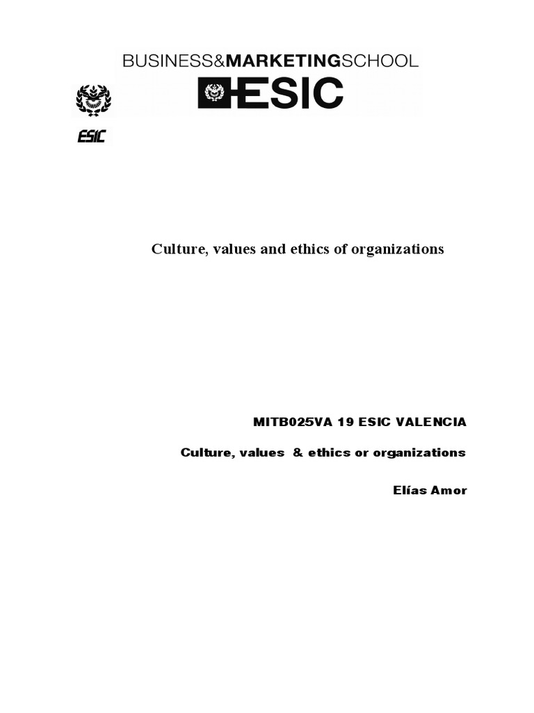 Culture Values Ethics Pdf Organizational Culture Value Ethics