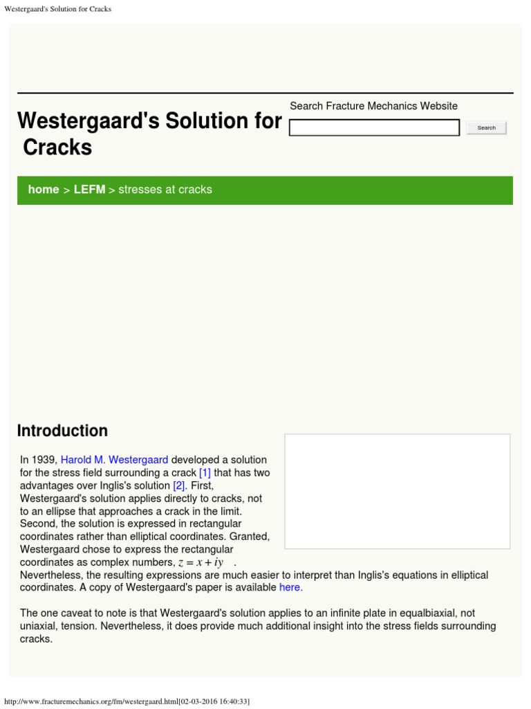 Westergaard's Solution For Cracks | PDF | Stress (Mechanics) | Derivative