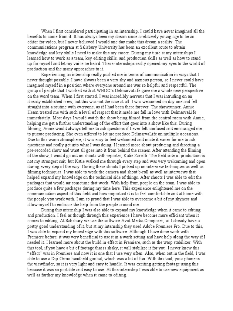 Internship Essay | PDF