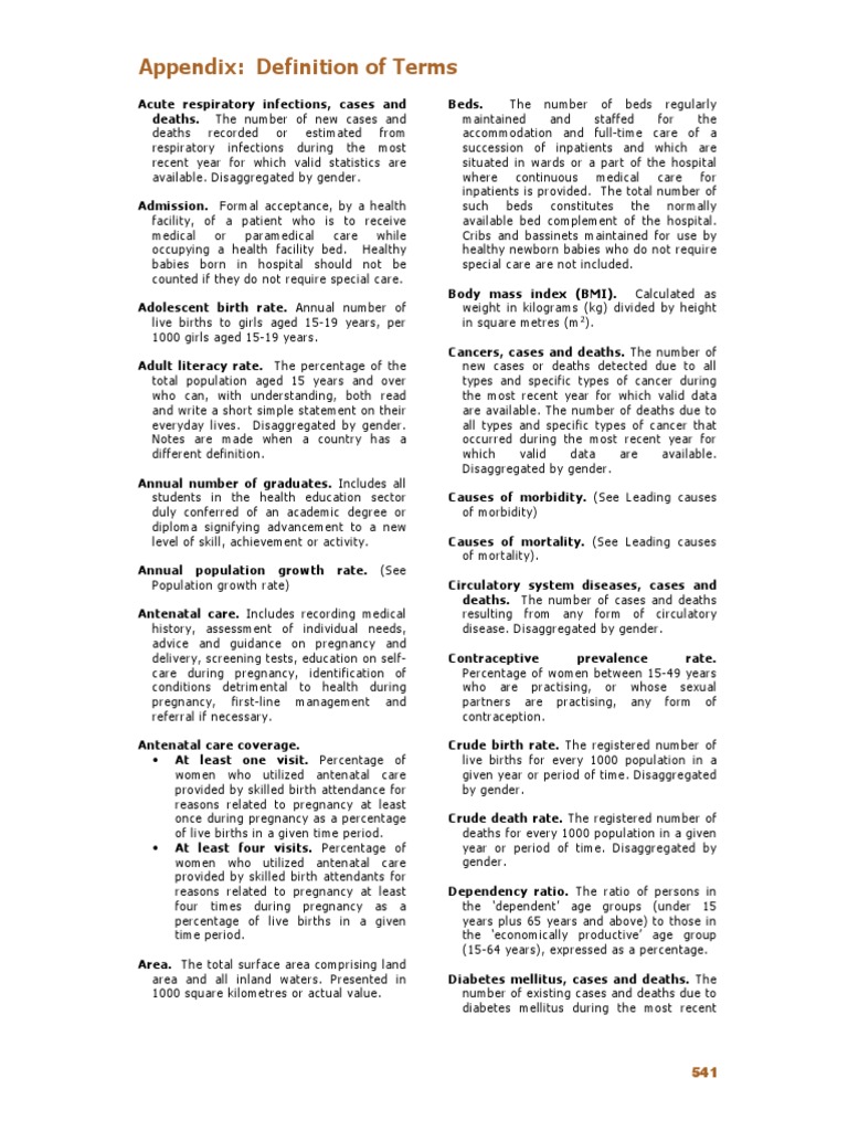 Appendix: Definition of Terms | PDF | Gross Domestic Product | Alcoholism