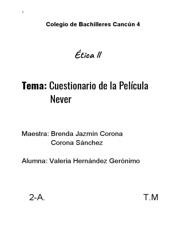 Cuestionario Pelicula | PDF