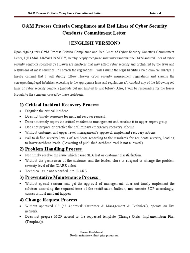 Attachment 3 - O&M Commitment Letter - WX Staff | PDF | Malware ...