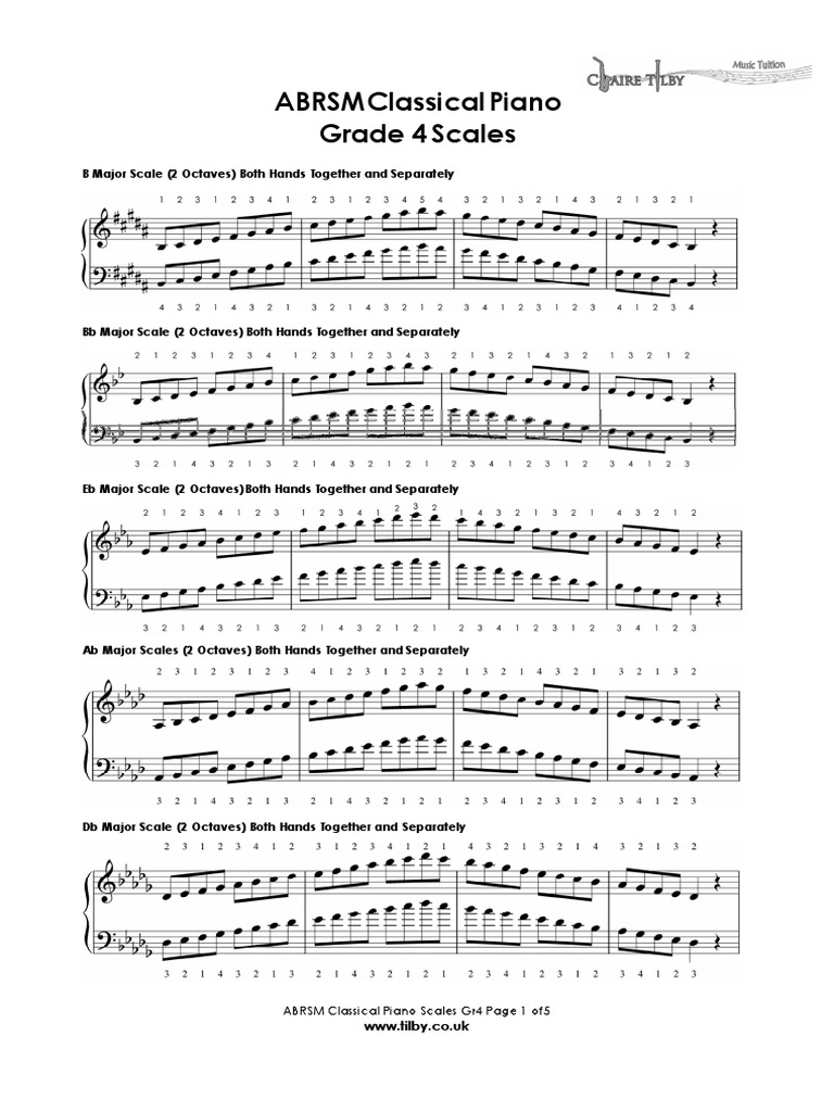ABRSM Grade 4 Piano Scales Guide | PDF | Scale (Music) | Melody