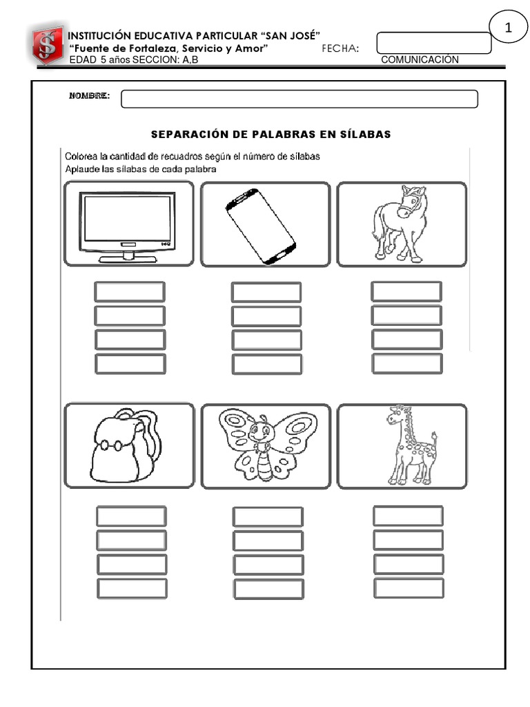 Separacion De Palabras En Silabas