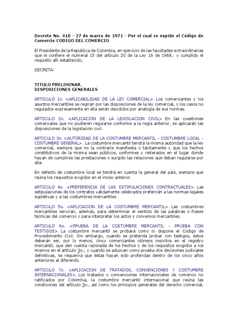 Codigo Comercio - Art. Del 1 Al 40 | PDF | Bancarrota | Sociedad de responsabilidad limitada