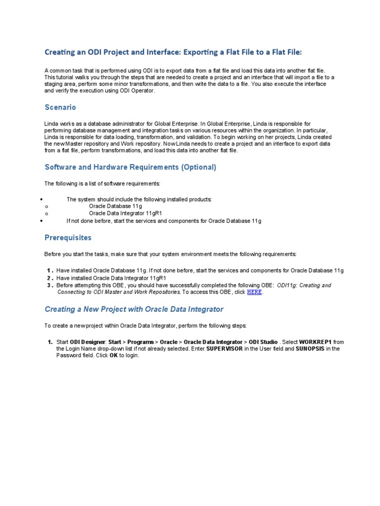 Creating An Odi Project And Interface Exporting A Flat File To A Flat File Pdf Computer File 1871
