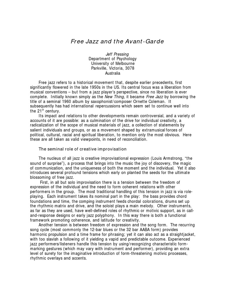 Free Jazz PDF | Download Free PDF | Jazz | Saxophone