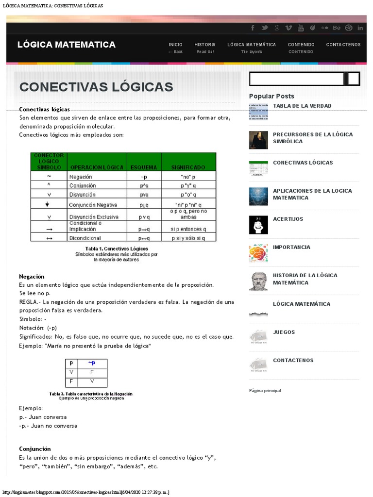 Lógica Matematica Conectivas Lógicas | PDF | Proposición | Expresiones ...