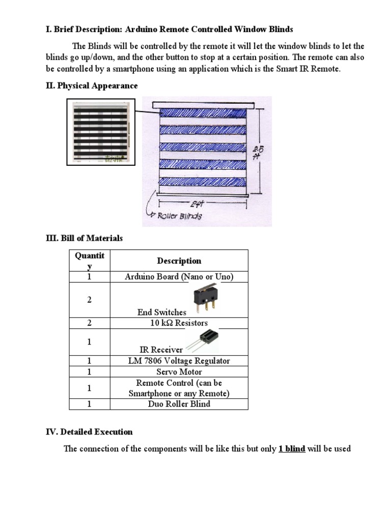 I. Brief Description: Arduino Remote Controlled Window Blinds | PDF